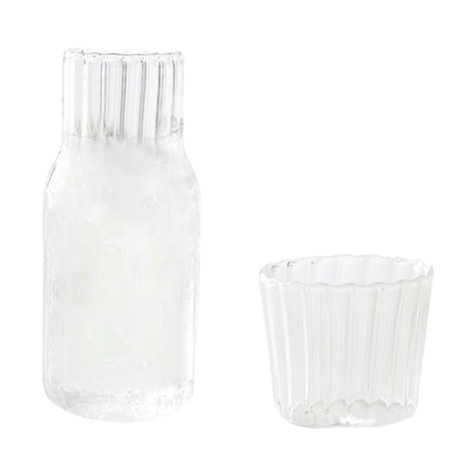 Vertical Stripe Glass Water Pitcher Set With Matching Cup Dual-Purpose ...