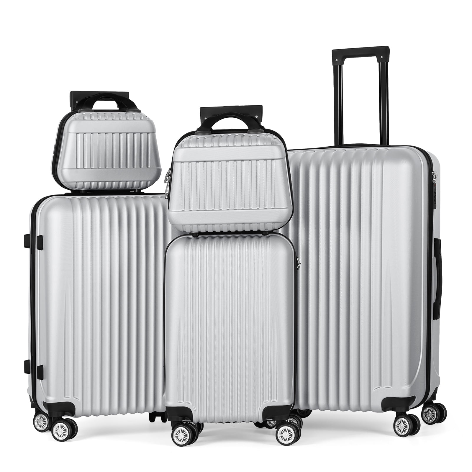 Vertical Stripe Luggage Travel 5-Piece Set Silver - Walmart.com