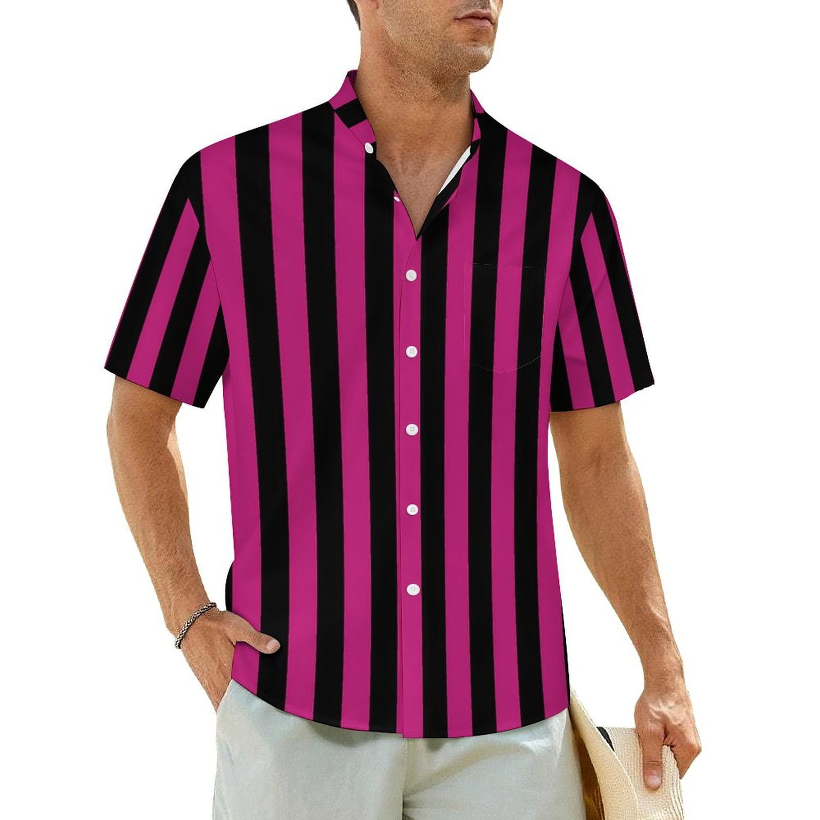 Vertical Striped Beach Shirt Mens And Black Vintage Casual Shirts Hawaiian Short Sleeve S ...
