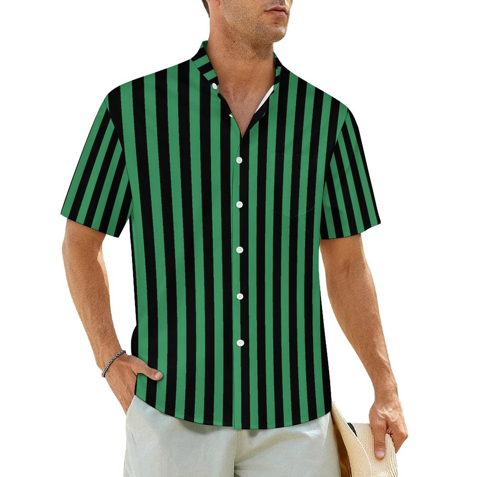 Vertical Striped Beach Shirt Mens And Black Vintage Casual Shirts ...