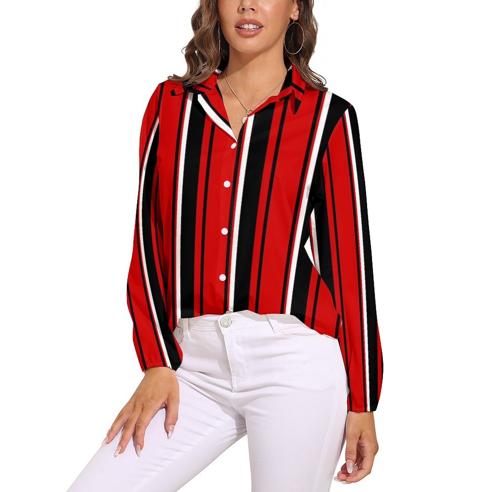 Vertical Striped Loose Blouse Colorful Stripes Streetwear Oversize ...