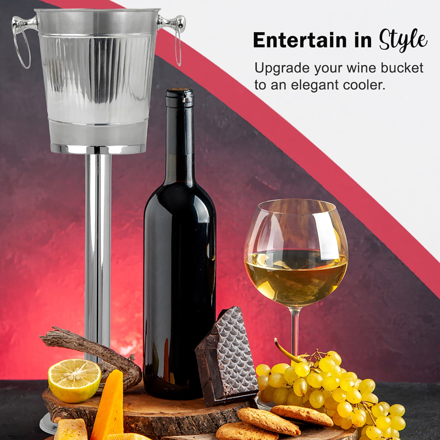 Majestic Nickel Plated Wine & Ice Bucket with Steel Stand | Striped ...