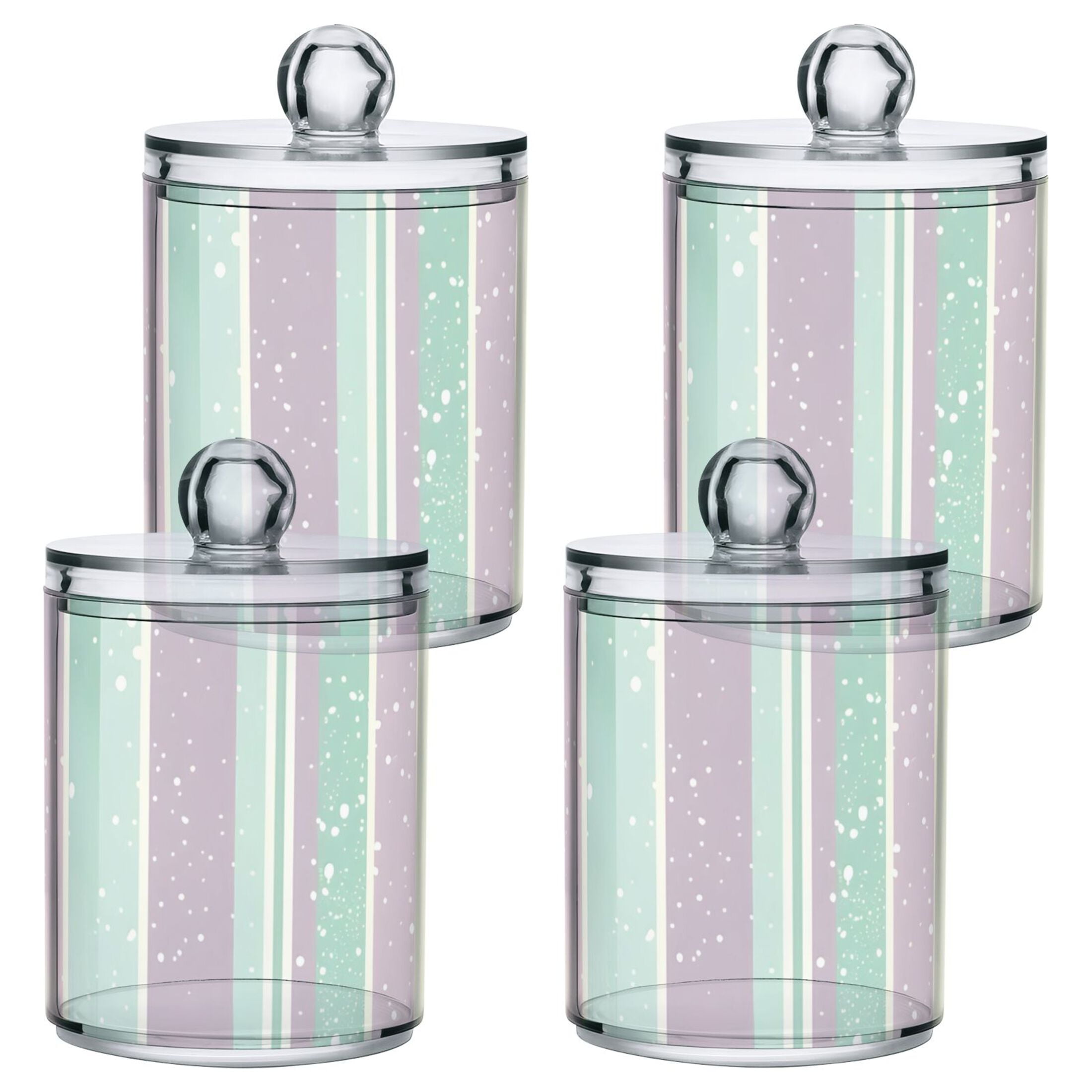 Vertical Stripes Translucent Plastic Cans Storage Canisters with Lid ...