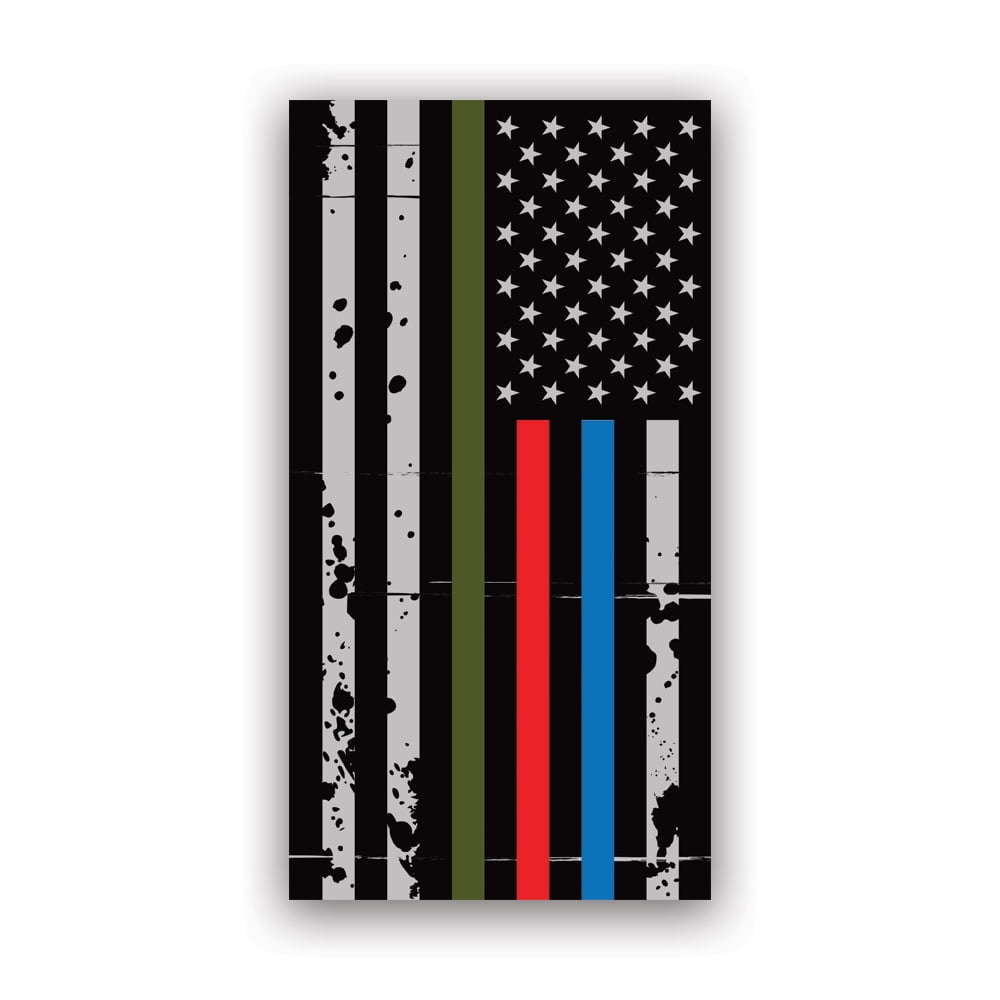 Vertical Tattered Thin Blue Line Flag Sticker Decal - Self Adhesive ...