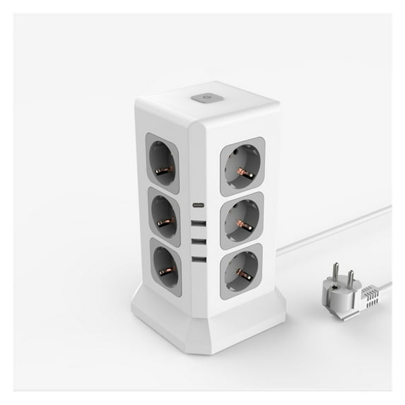 Vertical Tower Power Strip 12 Outlets Multi Usb Type C Socket 2m ...