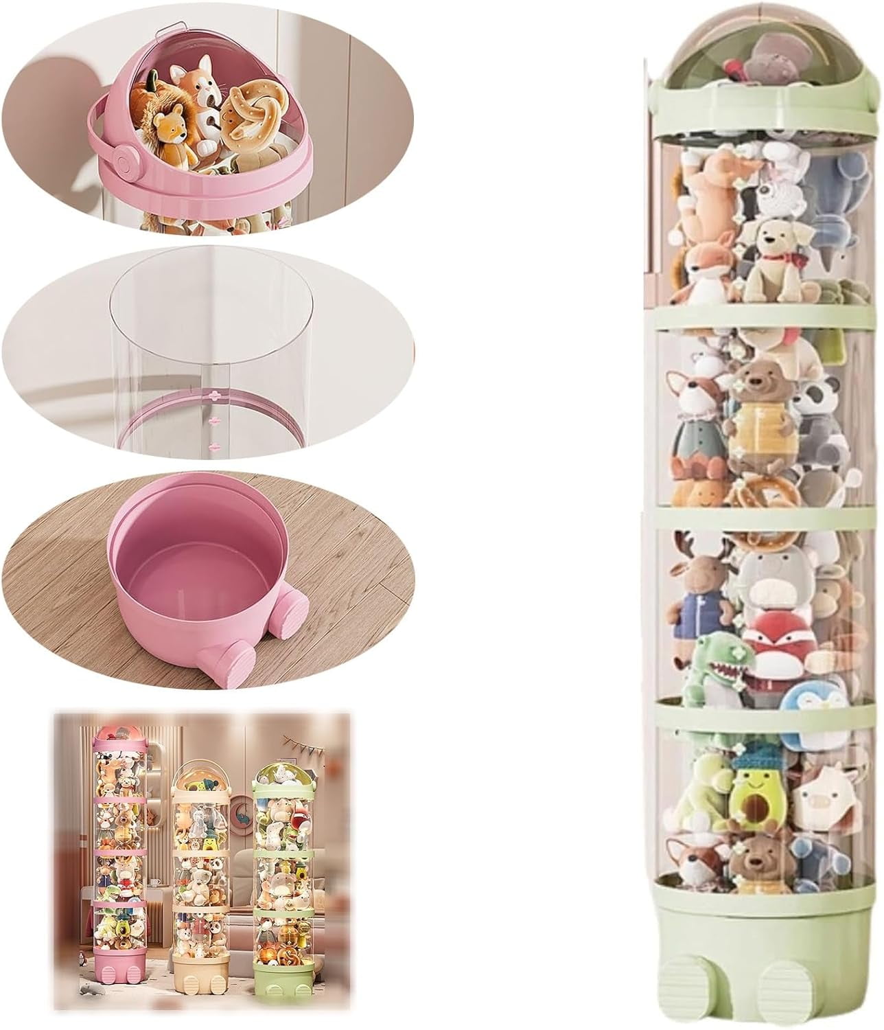 Vertical Toy Storage Tube, PET Transparent Stuffed Animal Zoo Organizer ...