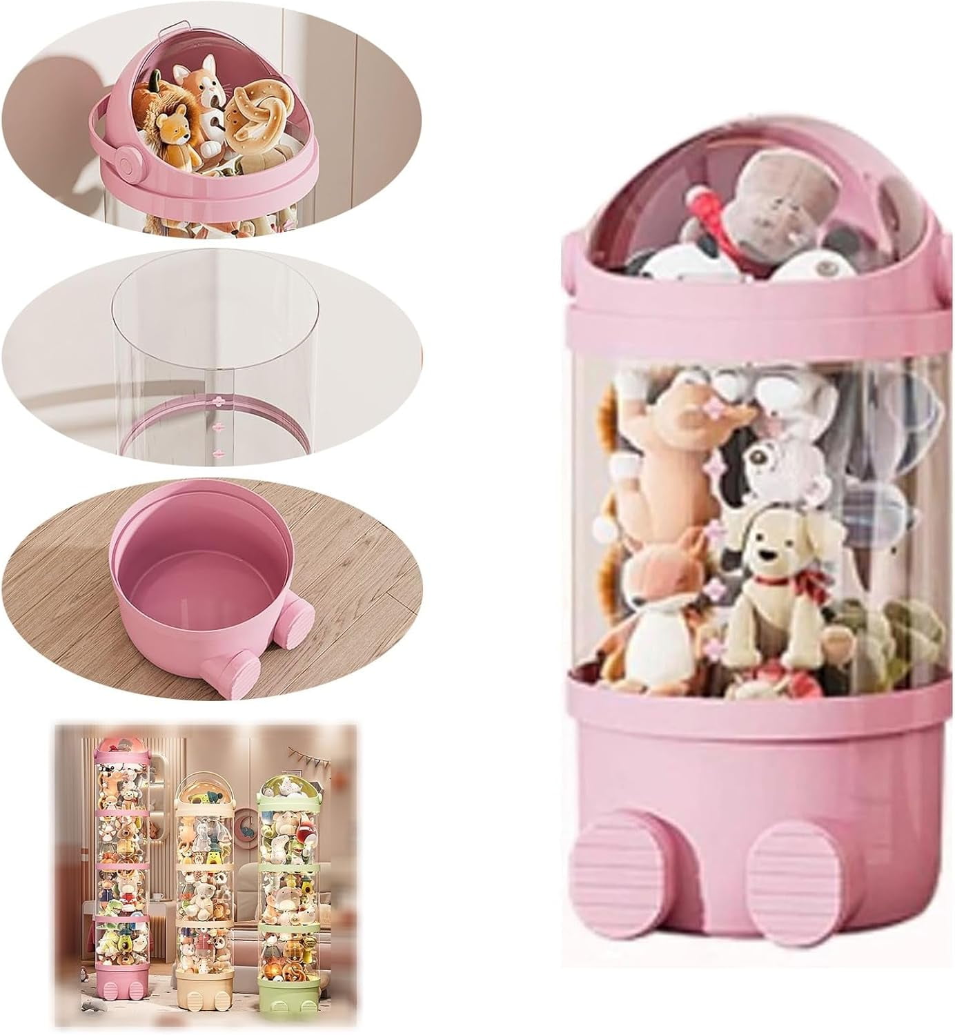 Vertical Toy Storage Tube, PET Transparent Stuffed Animal Zoo Organizer ...