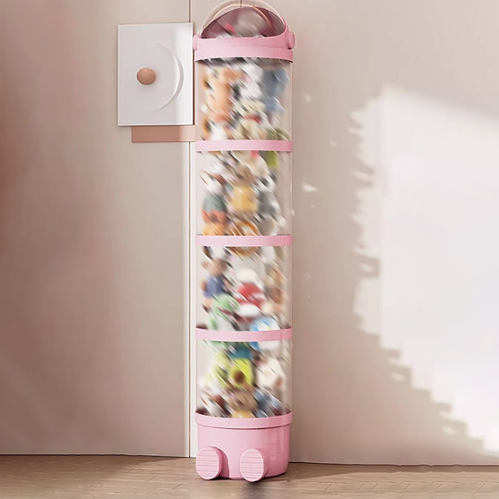 Vertical Toy Storage Tube Transparent Stuffed Animal Organizer With Lid ...
