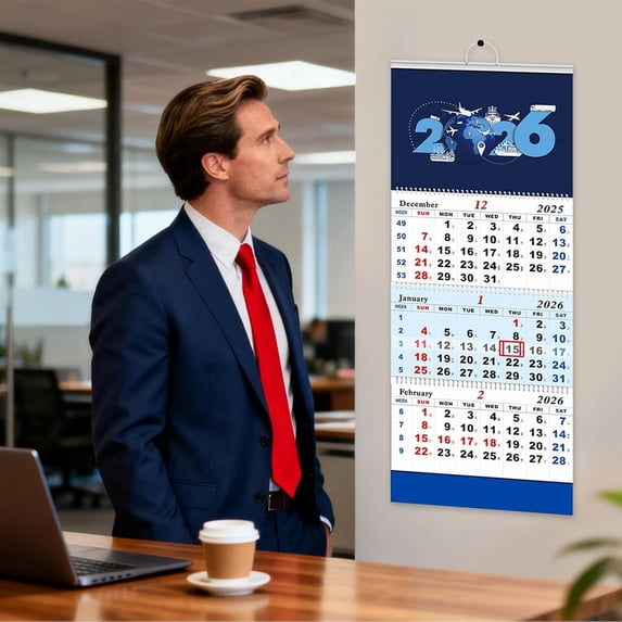 Vertical Trifold Wall Calendar 2026, 3-Month View Large Hanging Planner ...