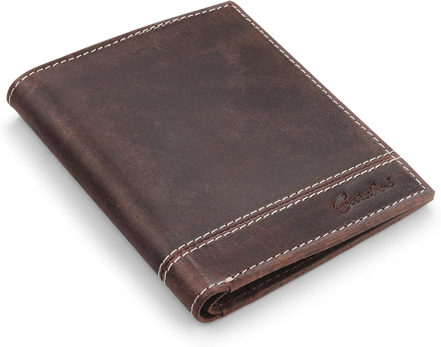 Vertical Trifold Wallet for Men, Classic Slim Genuine Leather Wallets ...