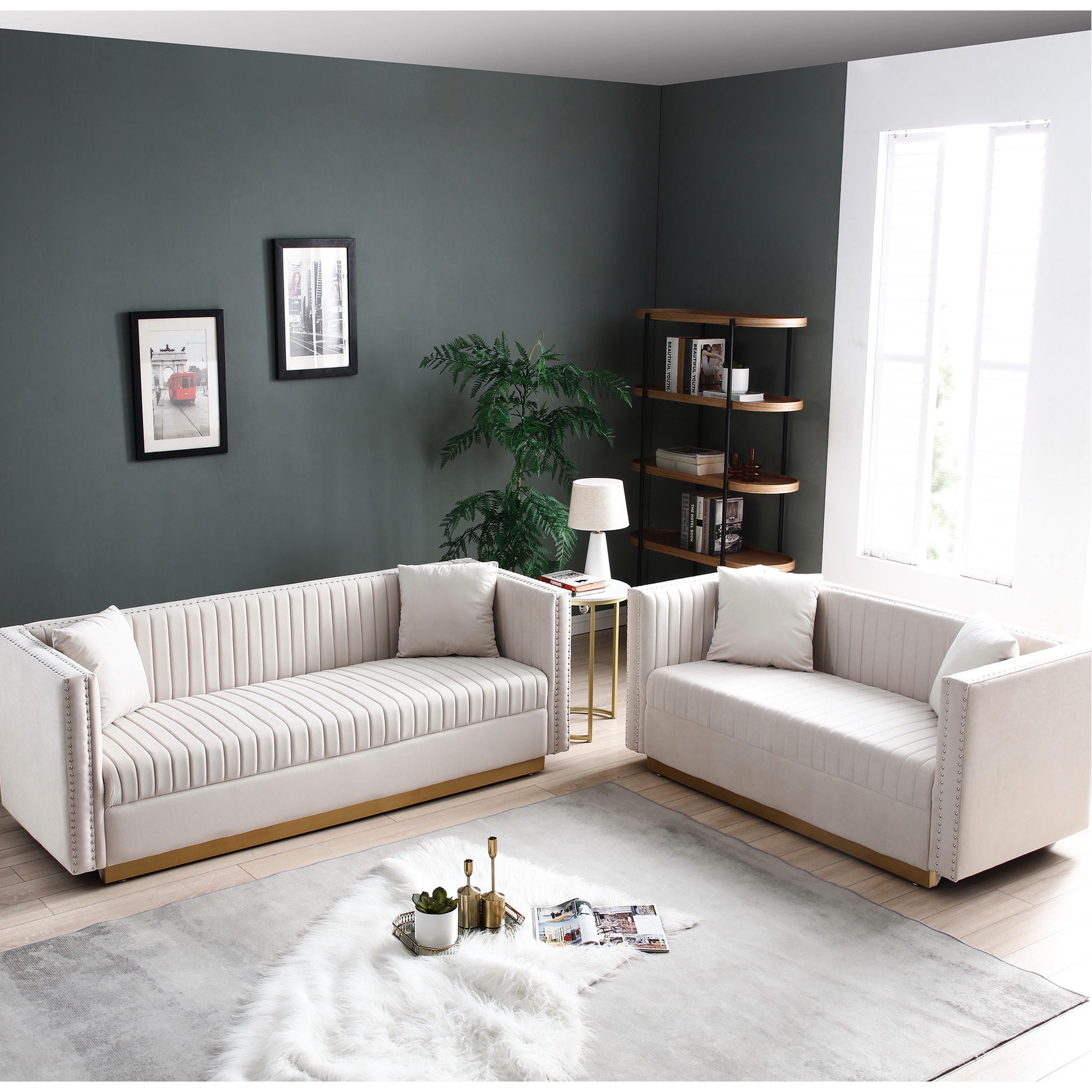 Vertical Tufted Sofa Set+Vibrant Color Velvet”-“Apartment Decor+Eye ...