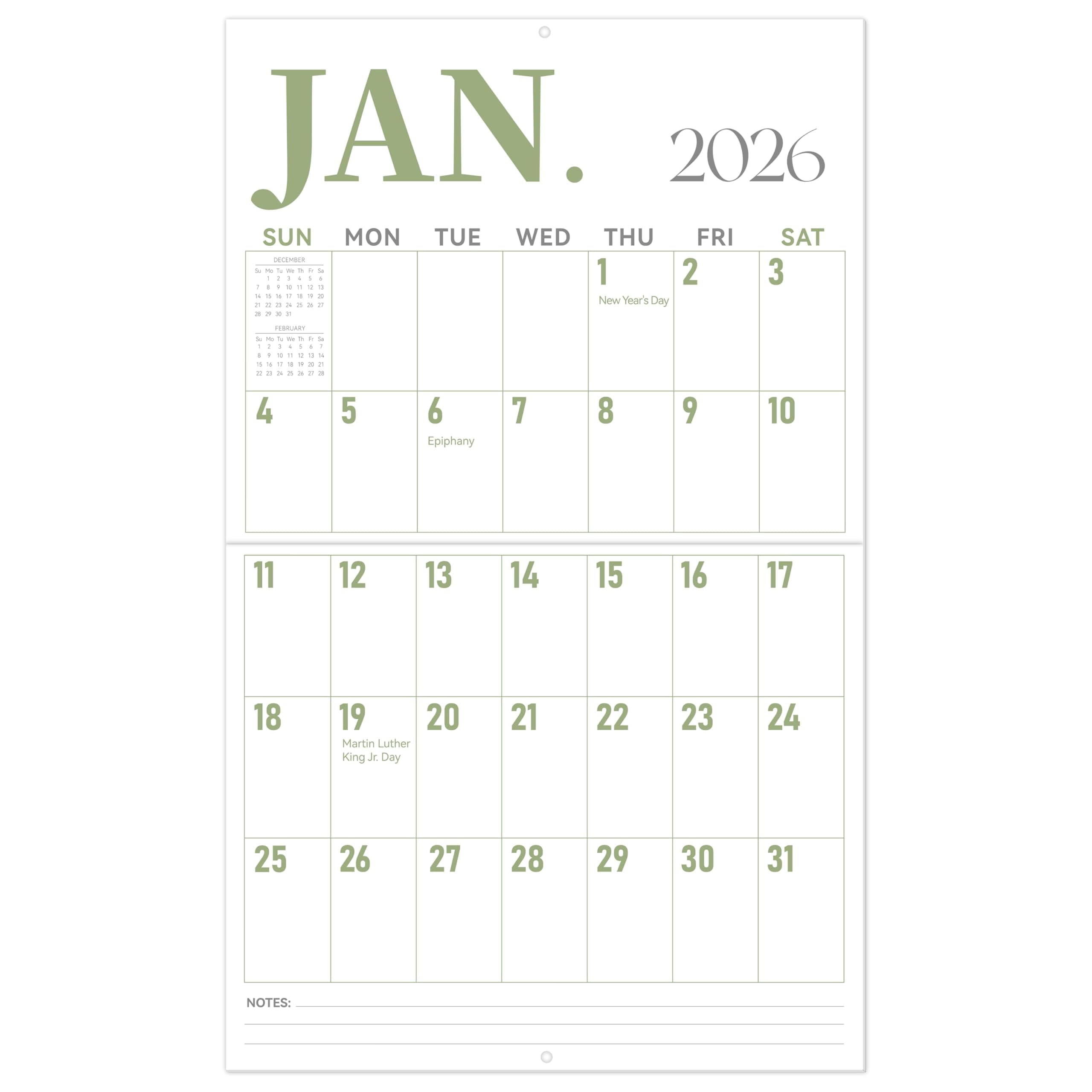 Vertical Wall Calendar 2026-2027, 23x14 Inches Oversized Monthly ...