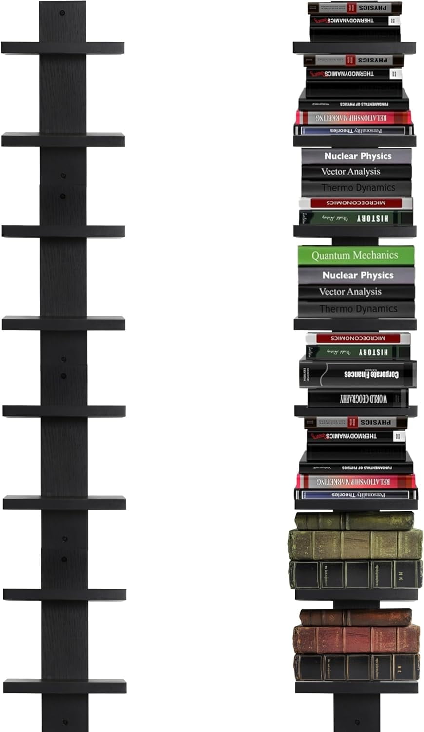 Vertical Wall Shelf, Spine Column Floating Shelves for Wall, 2 Tier ...