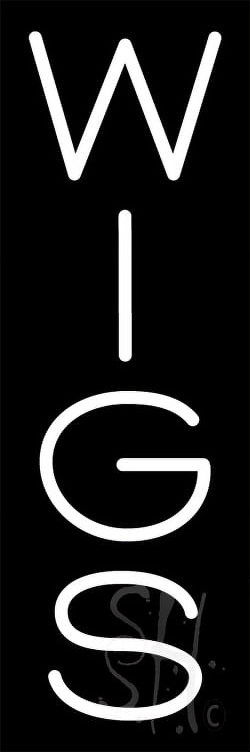 Vertical White Wigs LED Neon Sign 24 x 8 - inches, Black Square Cut ...