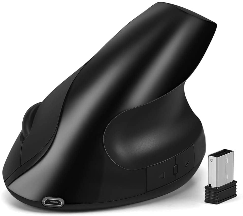 Vertical Wireless Mouse, 2.4GHz Rechargeable Ergonomic Mouse, 800/1200 ...