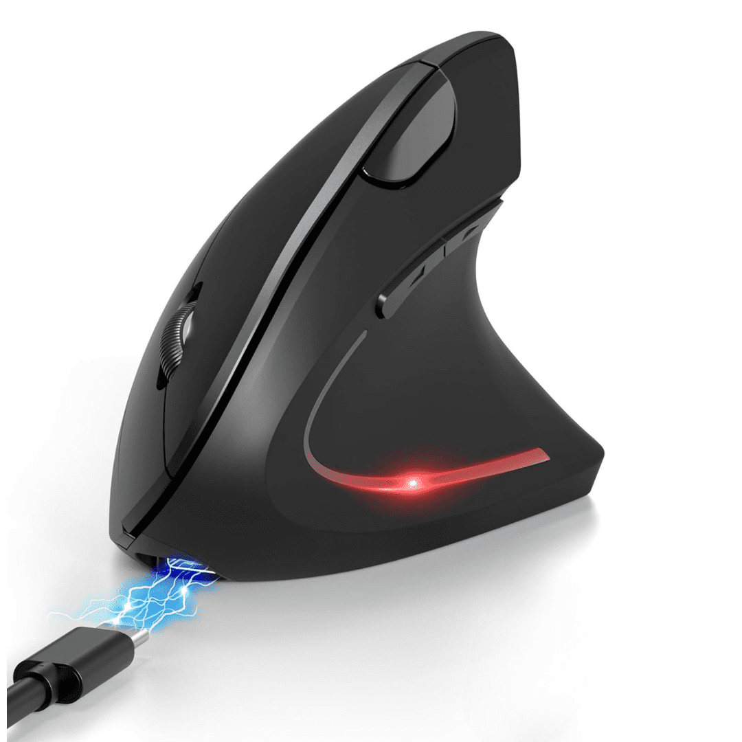 Vertical Wireless Mouse, BT5.0/2.4G Tri-Mode, 1600 DPI Ergonomic Design, Rechargeable Silent ...