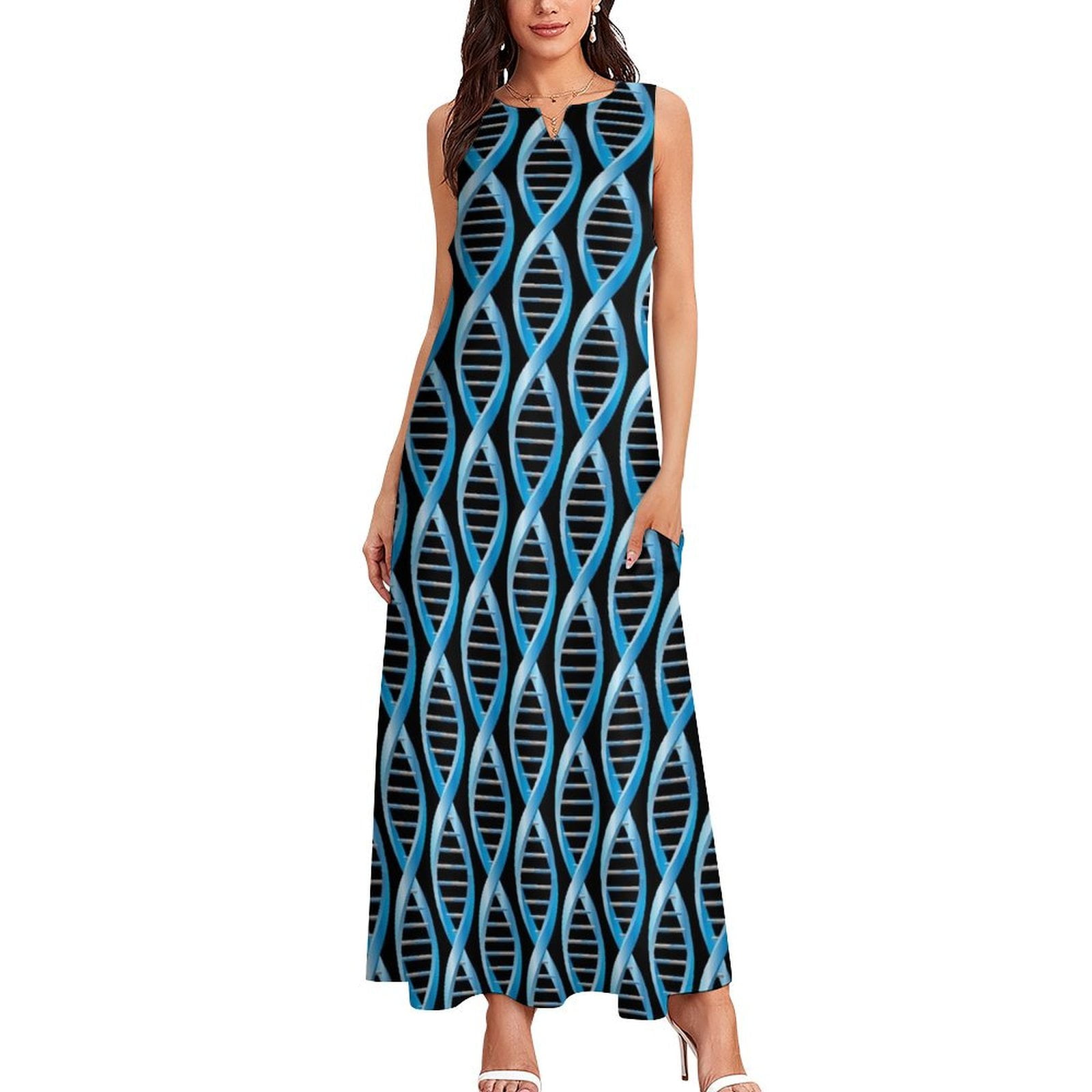 Vertical segment of blue human DNA helix Long Dress dresses korean ...