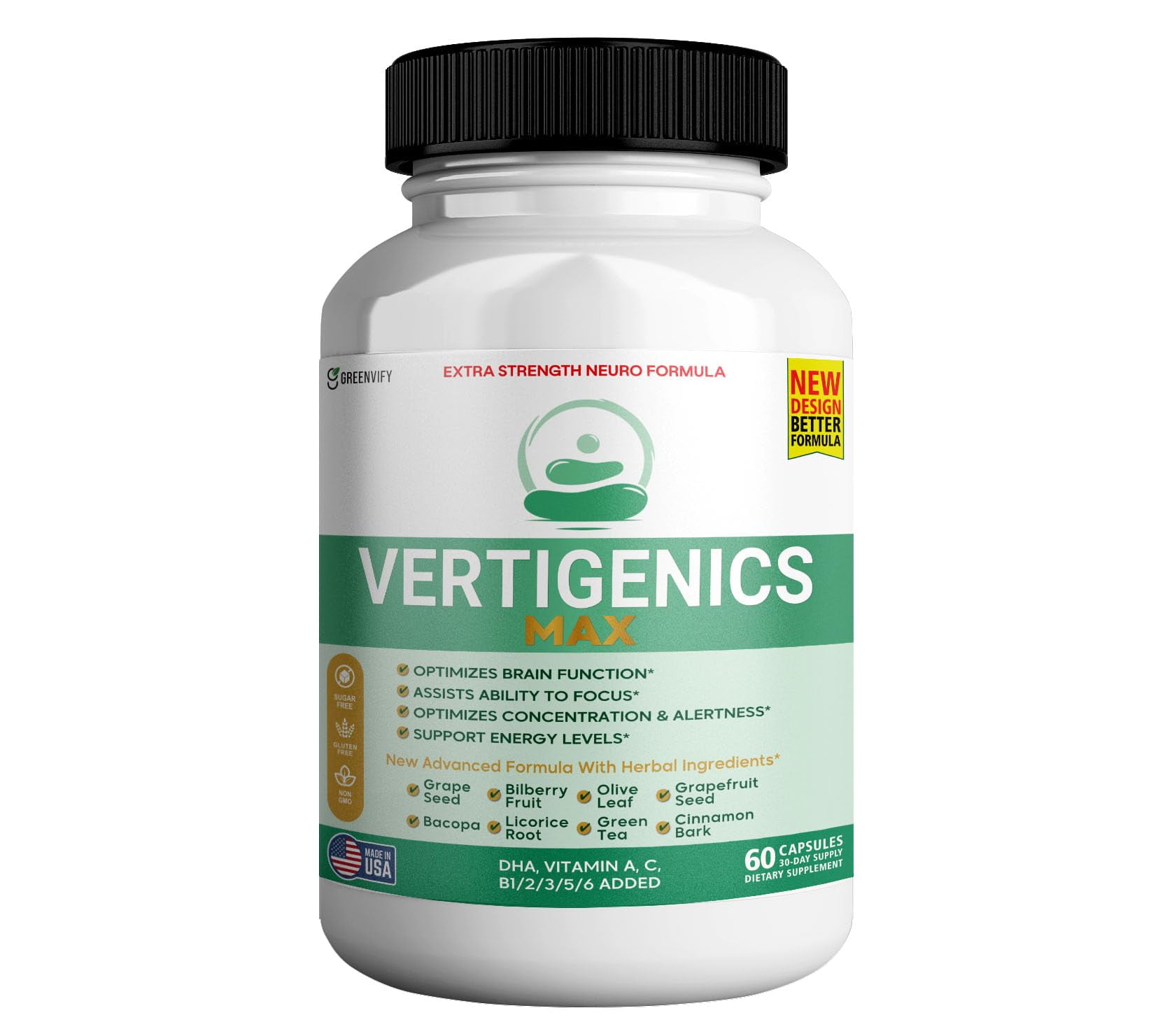 Vertigenics Max Brain Support Supplement, Extra Strength Neuro Formula ...