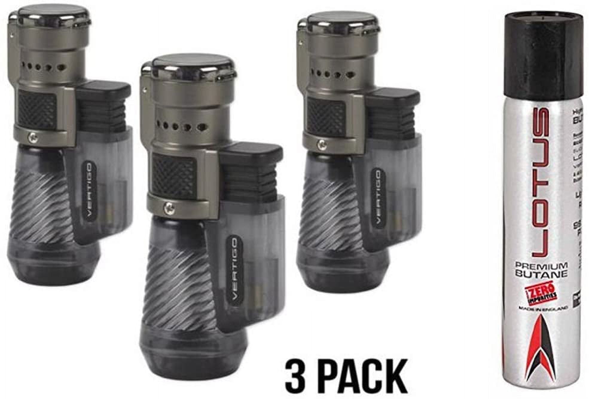 Lotus Vertigo Cyclone Triple Torch Refillable Cigar Lighter, 3 Pack ...