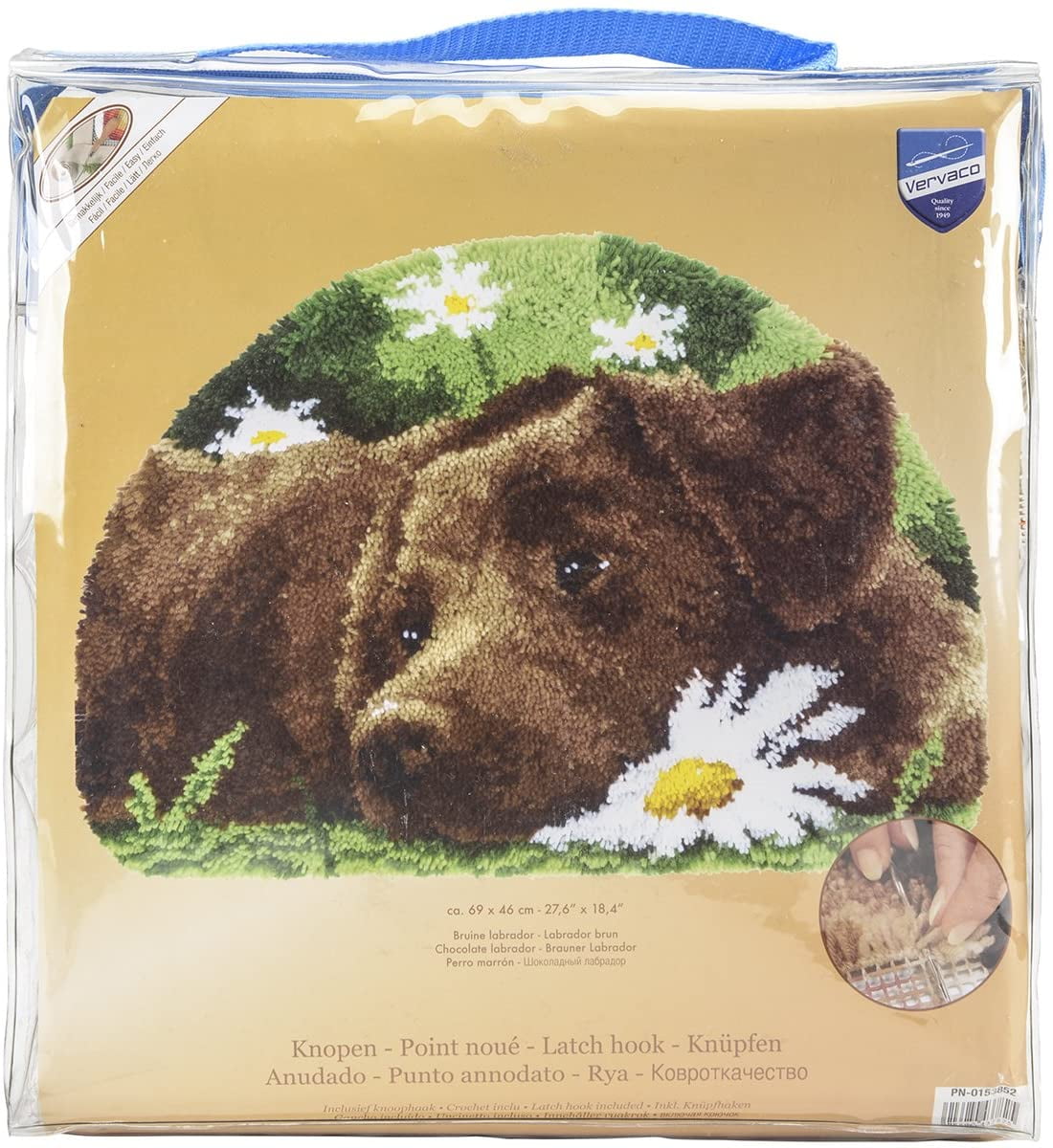 Vervaco Chocolate Labrador Shaped Rug Latch Hook Kit, 27.5" by 18.5 ...