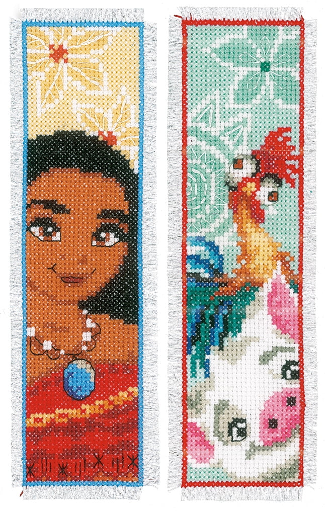 Vervaco Cross Stitch Bookmark Kit Disney Moana (Set of 2) 2.4" x 8 ...