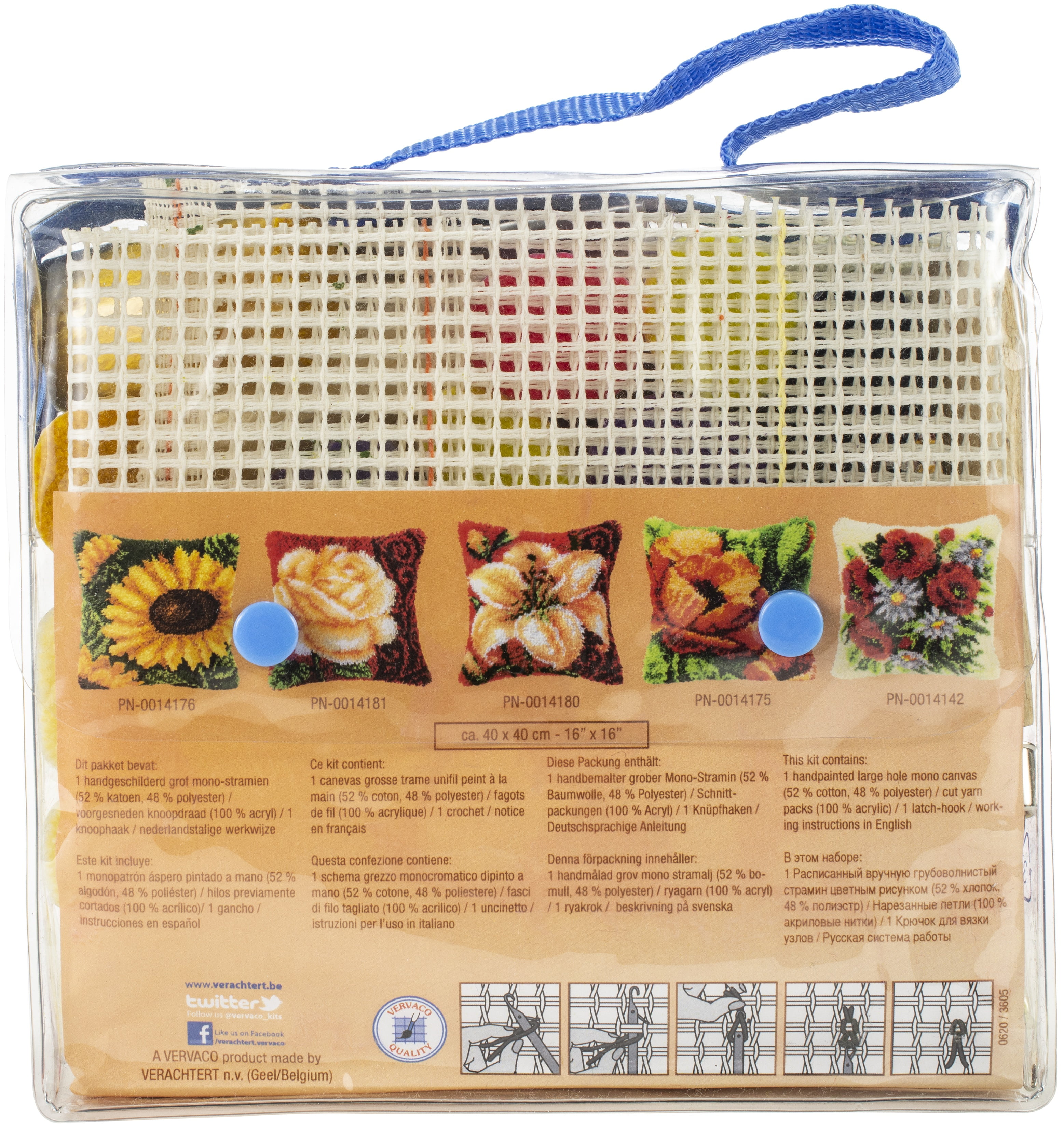 Vervaco Cushion Latch Hook Kit 16"X16"-Violets - Walmart.com