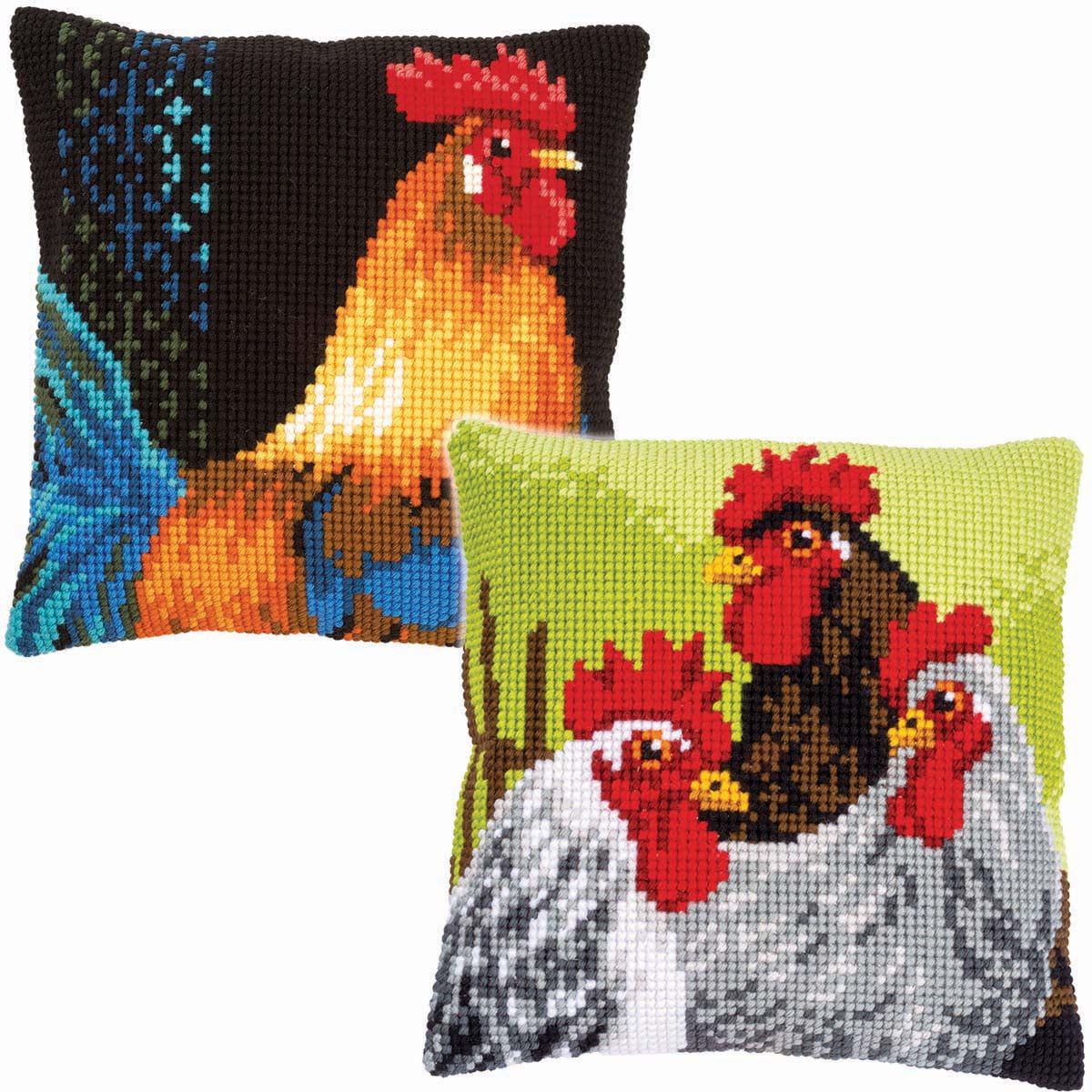 Vervaco® Rooster & Rooster Trio, Set of 2 Needlepoint Kit - Walmart.com