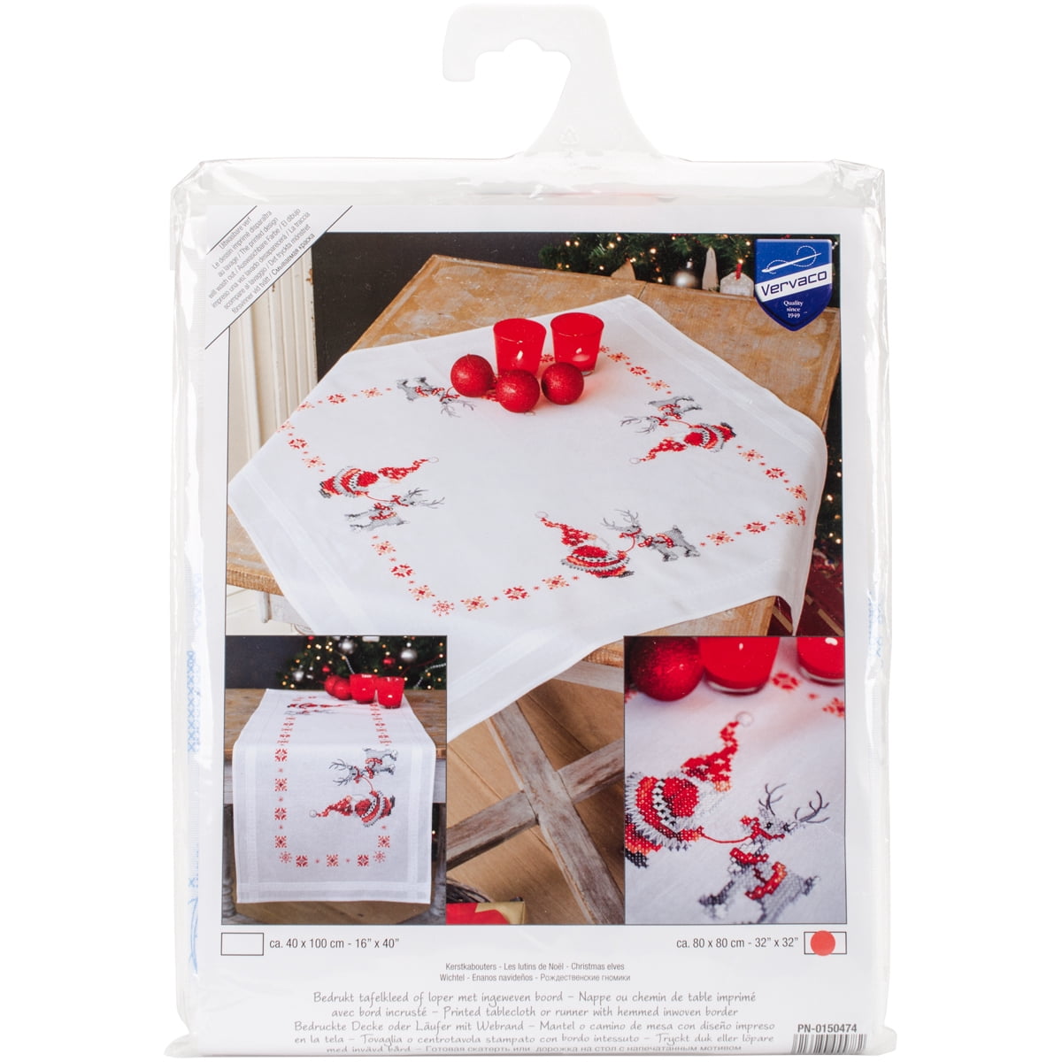 Vervaco Stamped Tablecloth Cross Stitch Kit 32"X32"-Christmas Elves - Walmart.com