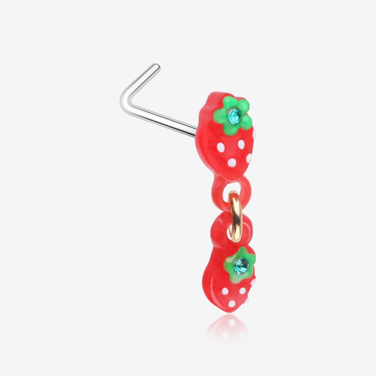 Very Berry Double Strawberry Dangle L-Shaped Nose Ring - Walmart.com
