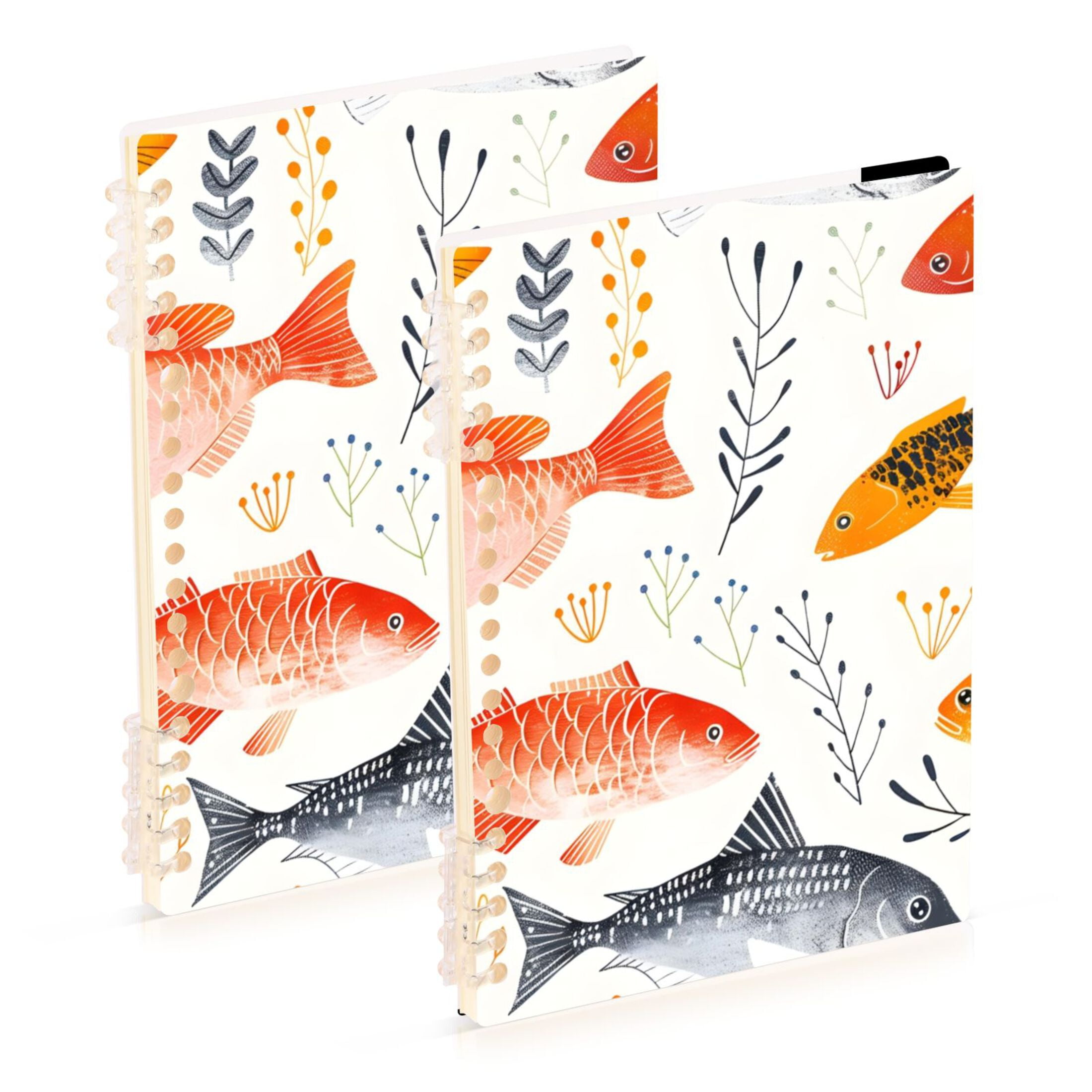 Very Cute Fish Ring Binder Notebook Journey Note Diary College Ruled ...