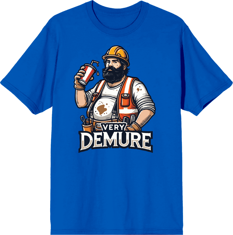 Very Demure Construction Worker Adult Royal Blue Crew Neck Short Sleeve ...