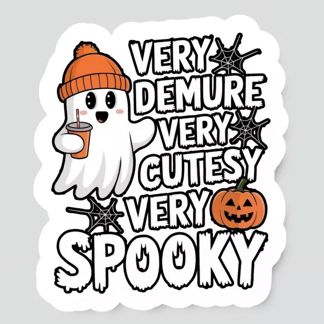 Very Demure Cutesy Spooky Ghost Quote Fun Whimsical Laptop Sticker ...