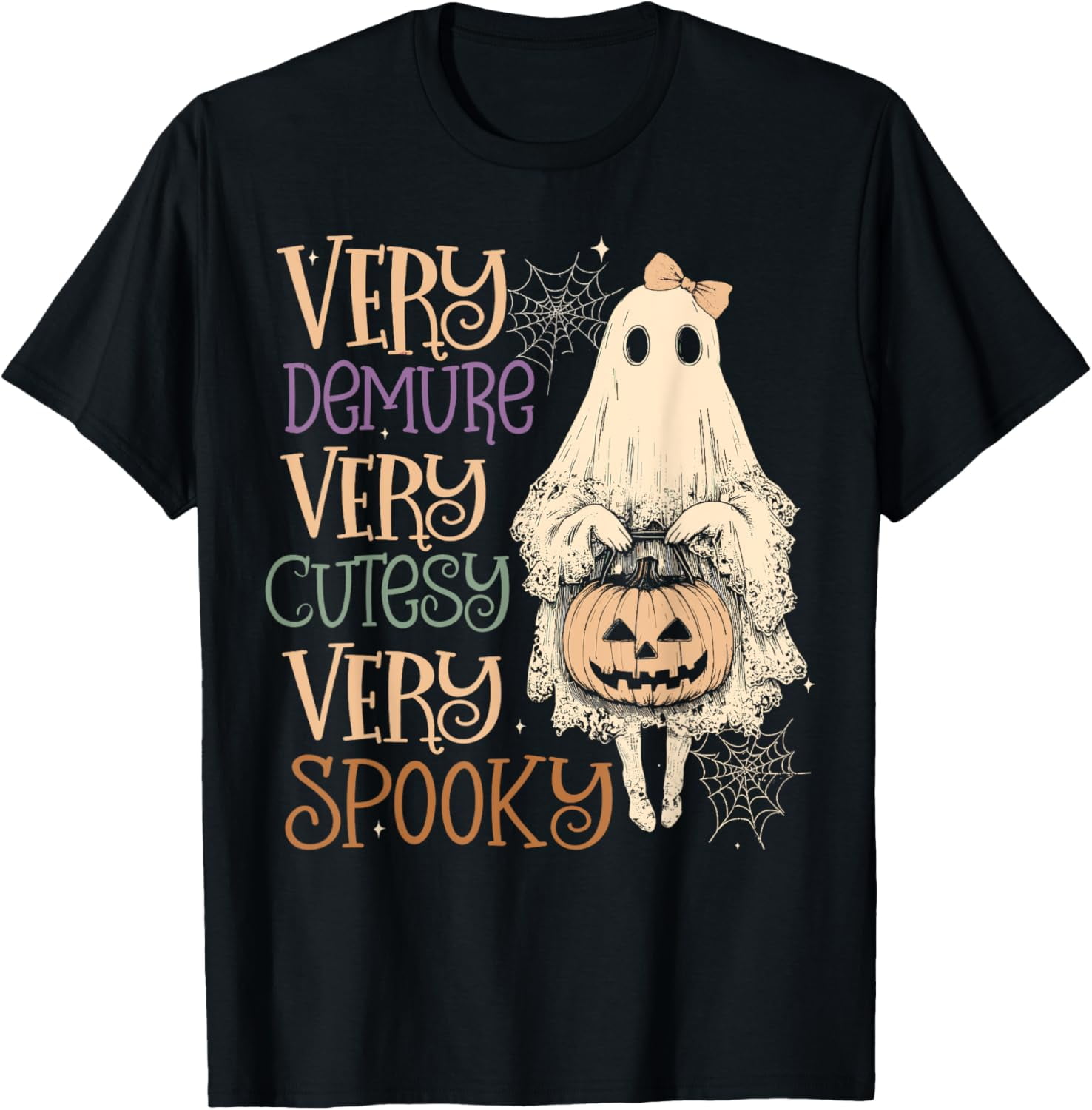 Very Demure Very Cutesy Very Spooky Funny Halloween Ghost T-Shirt ...