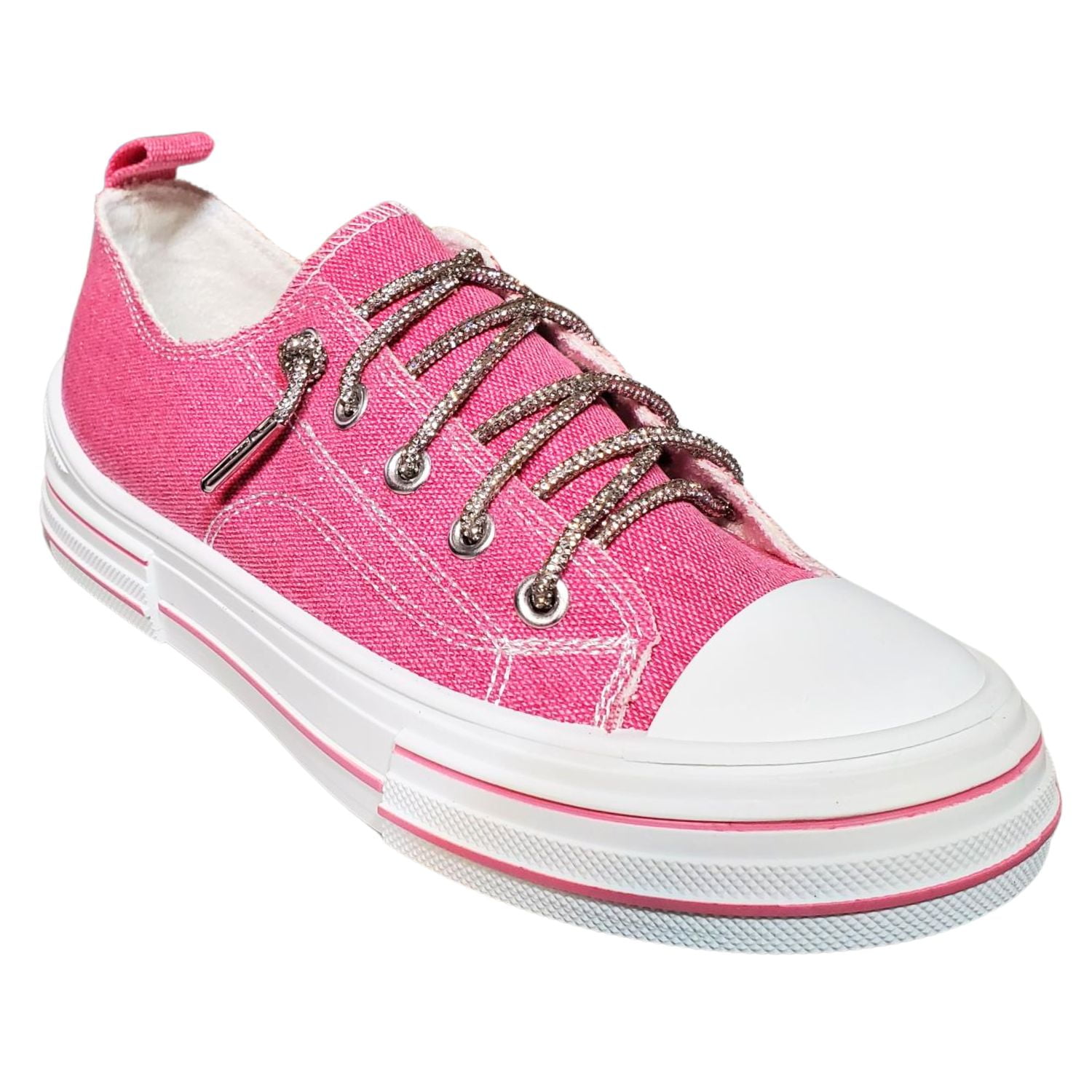 Very G Womens Aman Sparkle Lace Up Canvas Sneaker, Pink (7) - Walmart.com