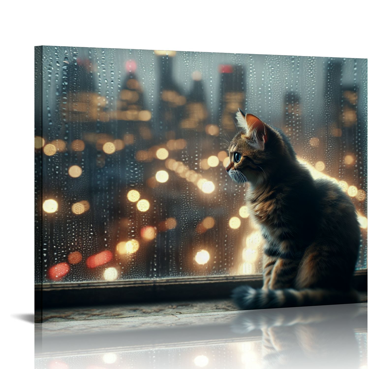 Very Good Lonely Cat Canvas Wall Nawypu Animal Wall Decor Canvas ...
