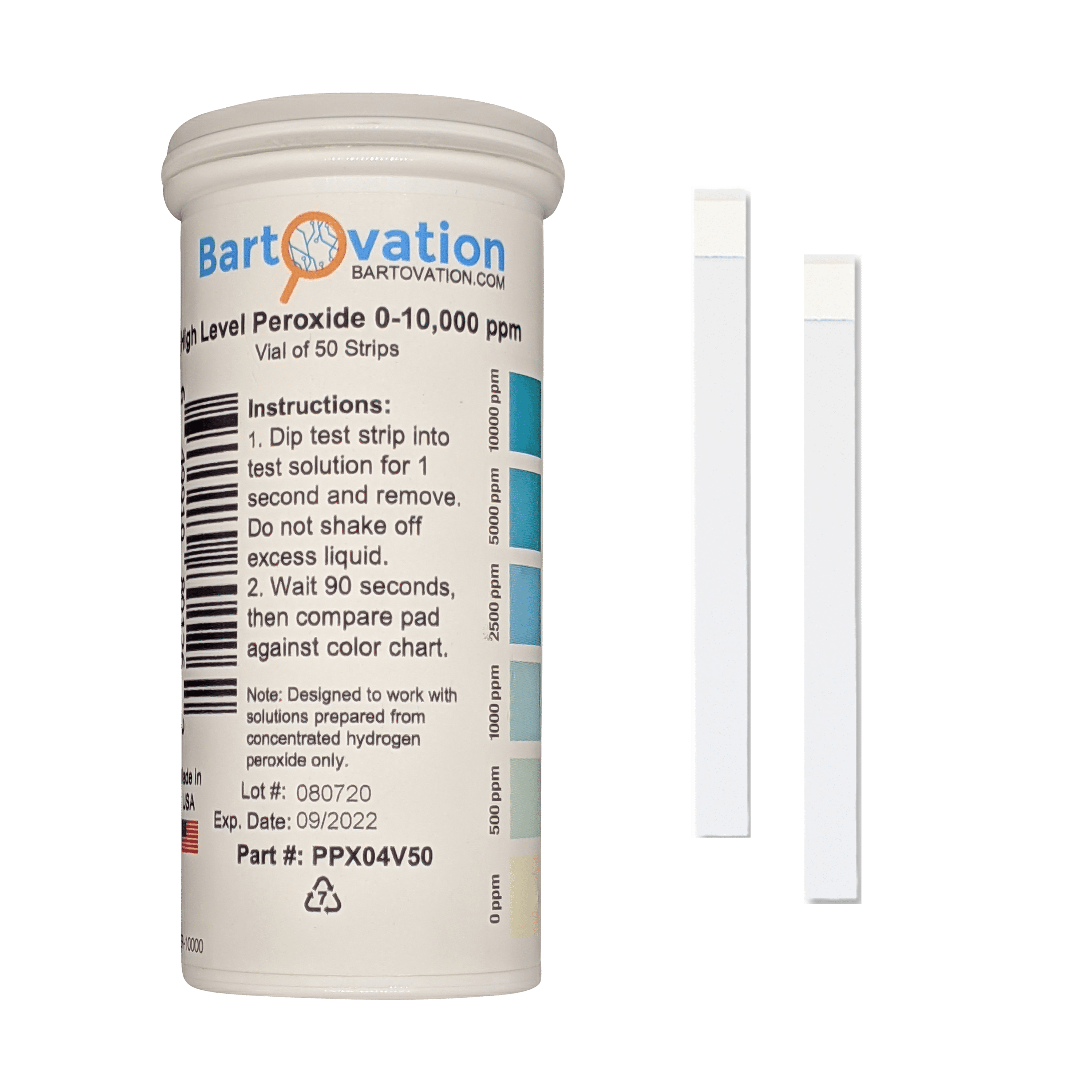 Bartovation Very High Level Hydrogen Peroxide H2O2 Test Strips, 0 ...