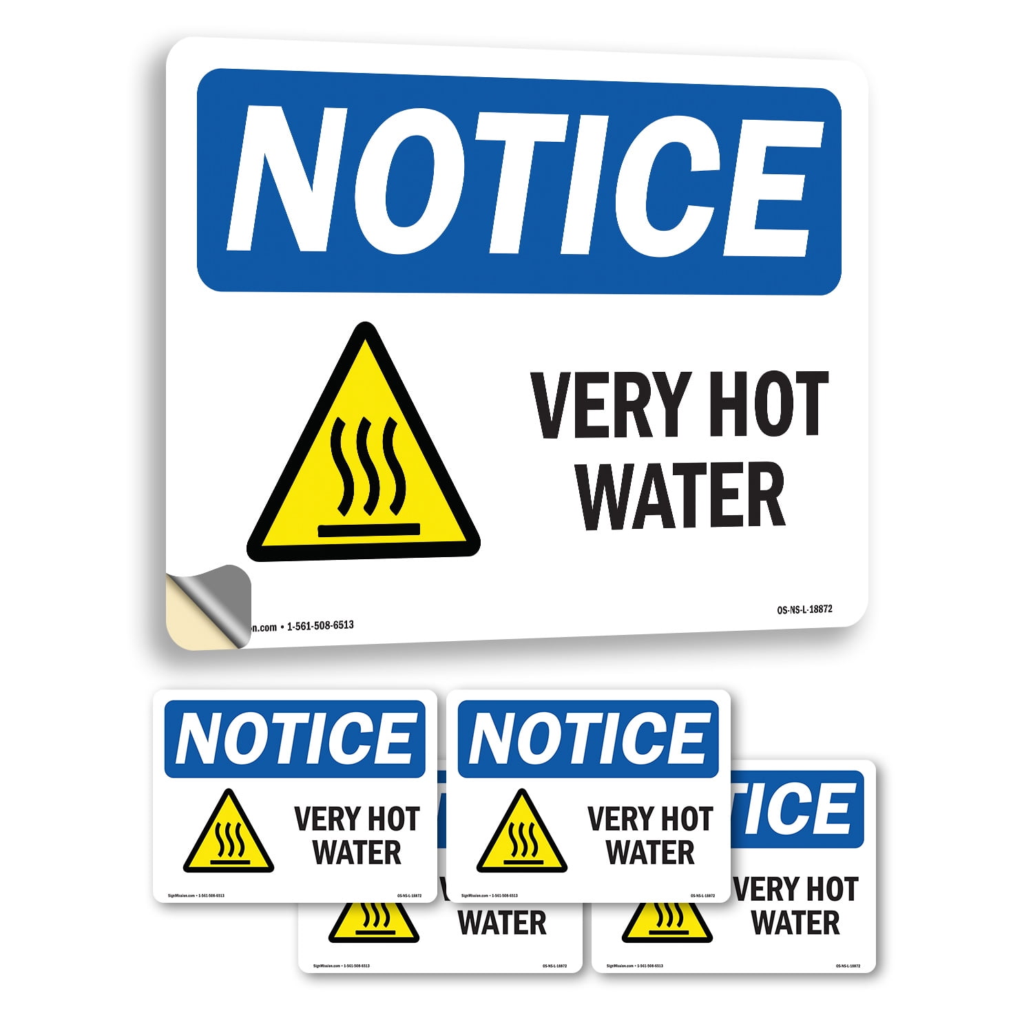 Very Hot Water With Symbol OSHA Notice Vinyl Decal Label 7 Inch x 5 ...