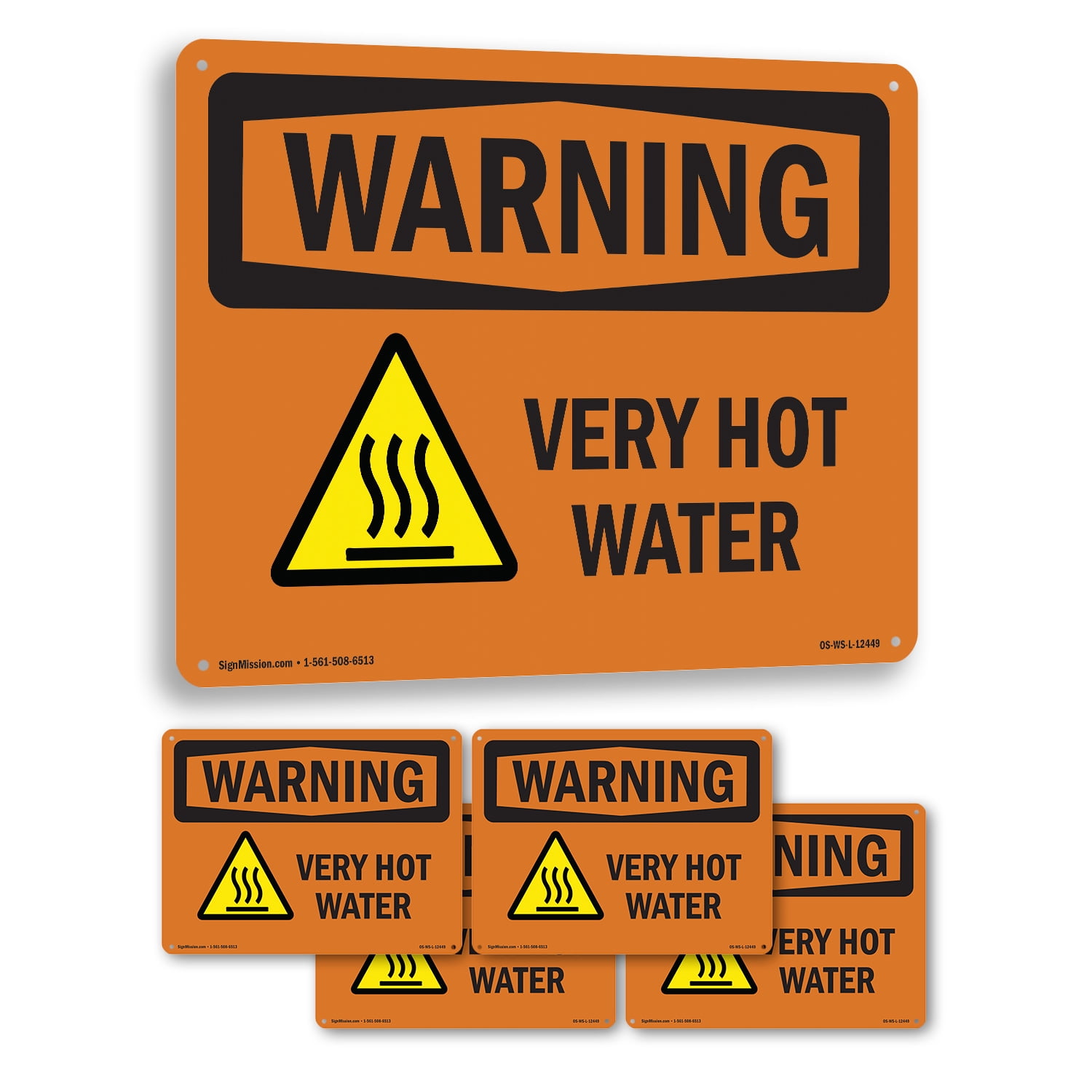 Very Hot Water With Symbol OSHA WARNING Aluminum Sign 18 Inch x 12 Inch ...