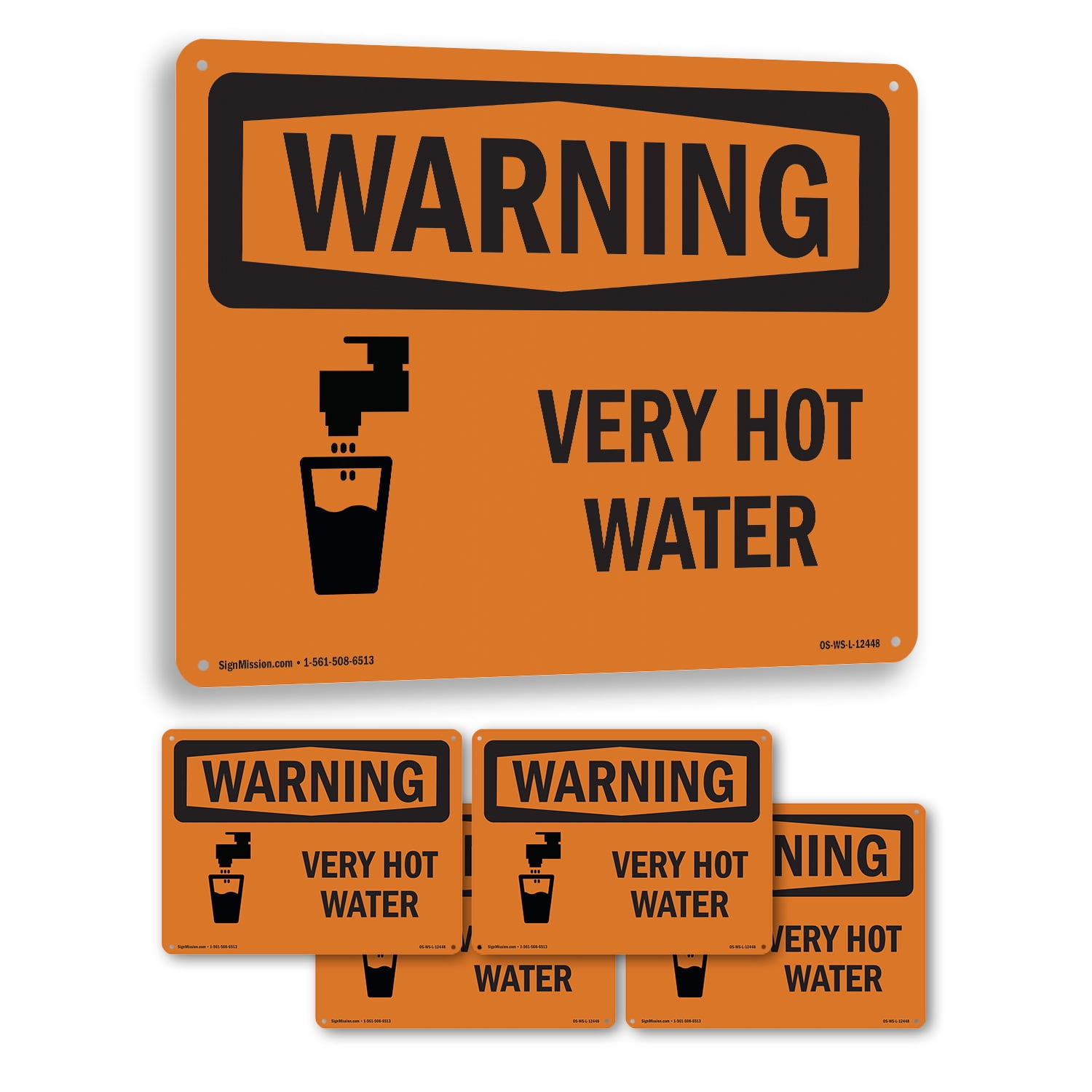 Very Hot Water With Symbol OSHA WARNING Rigid Plastic Sign 24 Inch x 18 ...