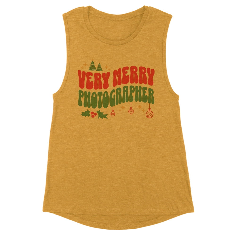 Very Merry Photographer Women's Muscle Tank Small Antique Gold ...