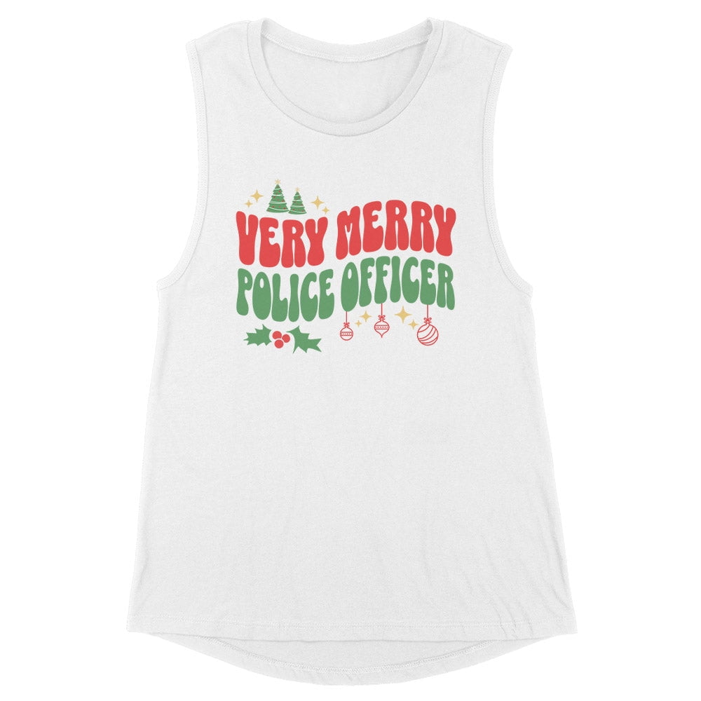 Very Merry Police Officer Women's Muscle Tank Small White - Walmart.com