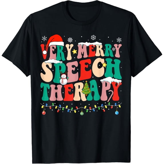 Very Merry Speech Therapy Christmas SLP T-Shirt - Walmart.com