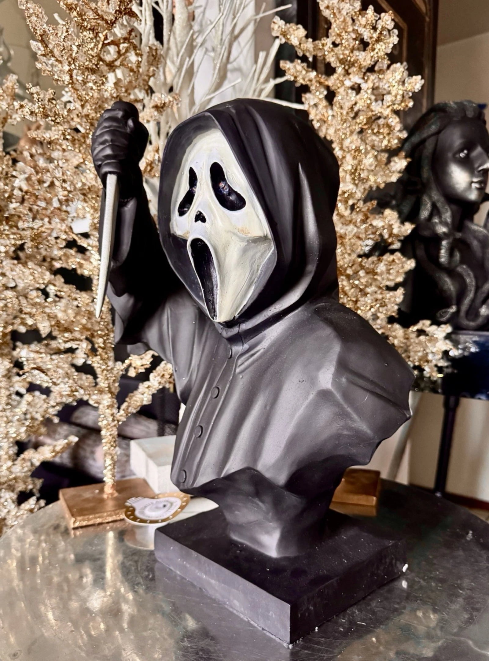 Very Rare Ghost Face Lit Eyes Bust Halloween Decor!! Halloween Figurine ...