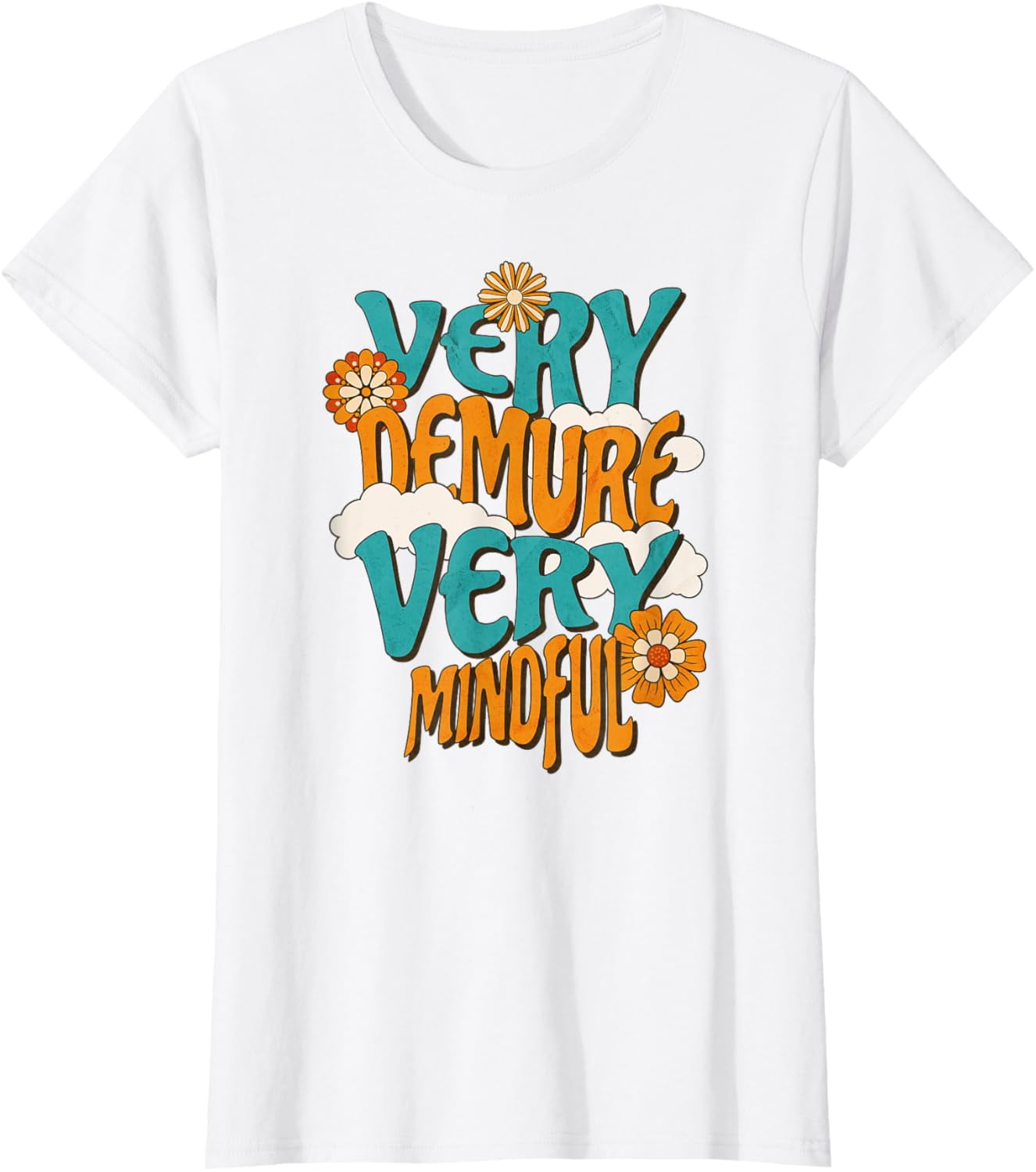 Very demure and very mindful retro groovy funny viral trend T-Shirt ...