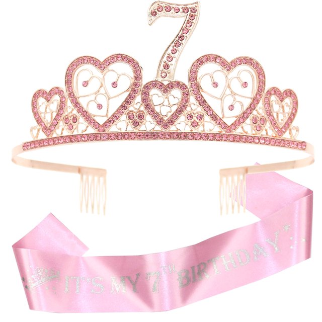 VeryMerryMakering Pink Princess Party Set - Fabulous Glitter Sash + Hearts Rhinestone Premium ...