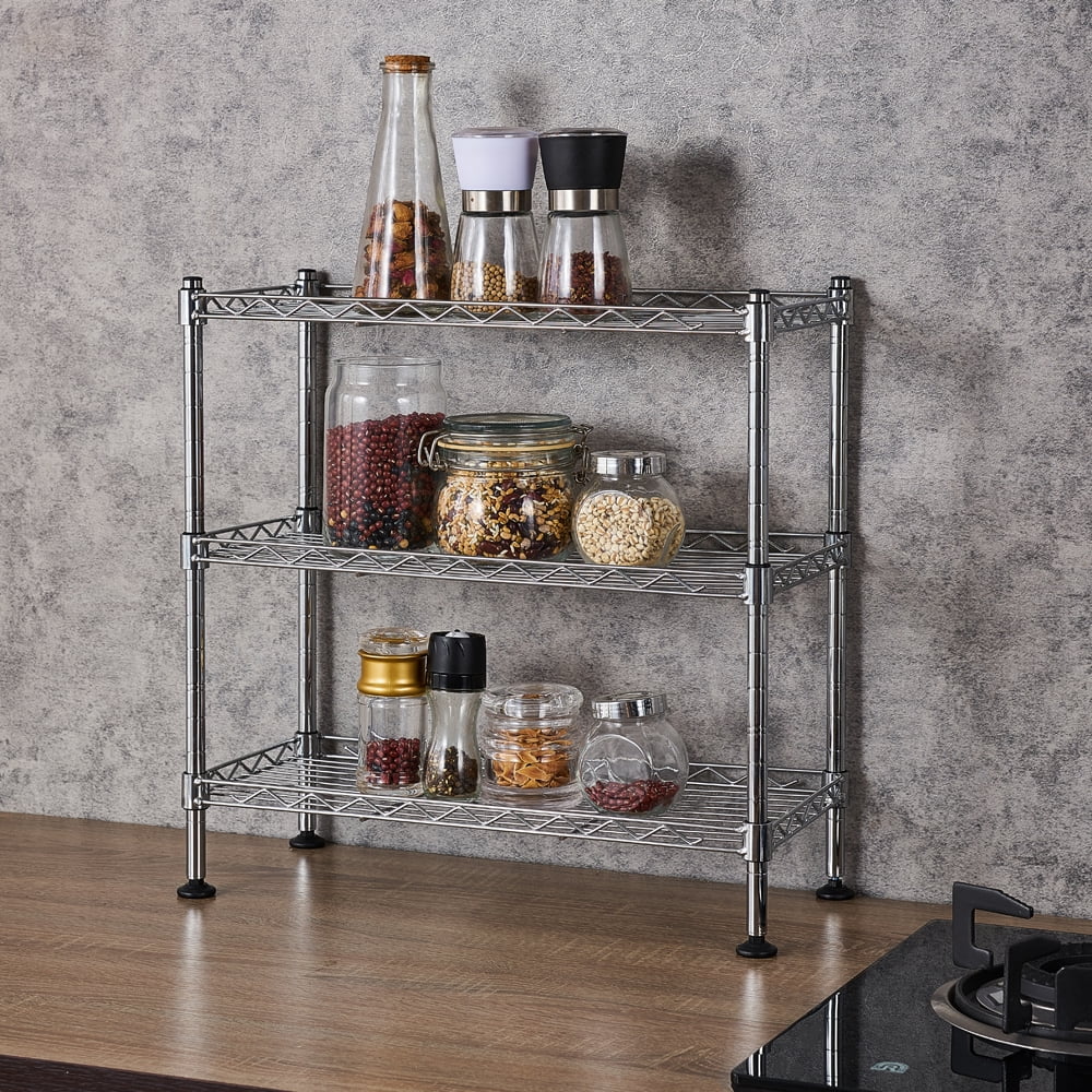 Veryke 3-Tier Metal Utility Shelf, Kitchen Space Saver Cart, Heavy Duty ...