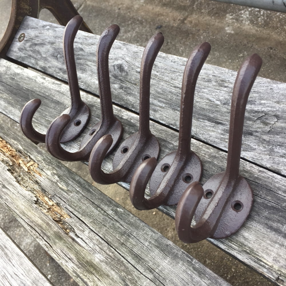 Veryke 5Pcs Wall Hooks for Coats/ Hats, Vintage Style Cast Iron Coat Hooks Rack for Wall, Wall ...