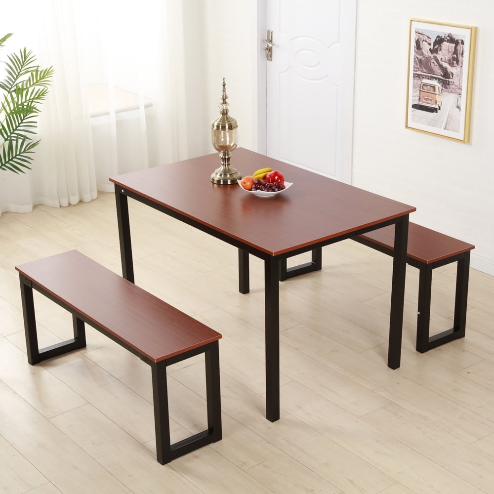 Veryke Dining Table Set, Kitchen Dining Room Table for Indoor Outdoor, Brown Solid Wood Quality ...