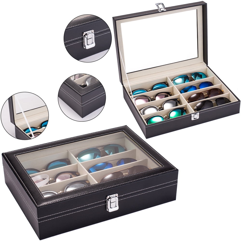 Veryke 8 Slots Leather Multi Sunglasses Organizer, Eyeglasses Display ...