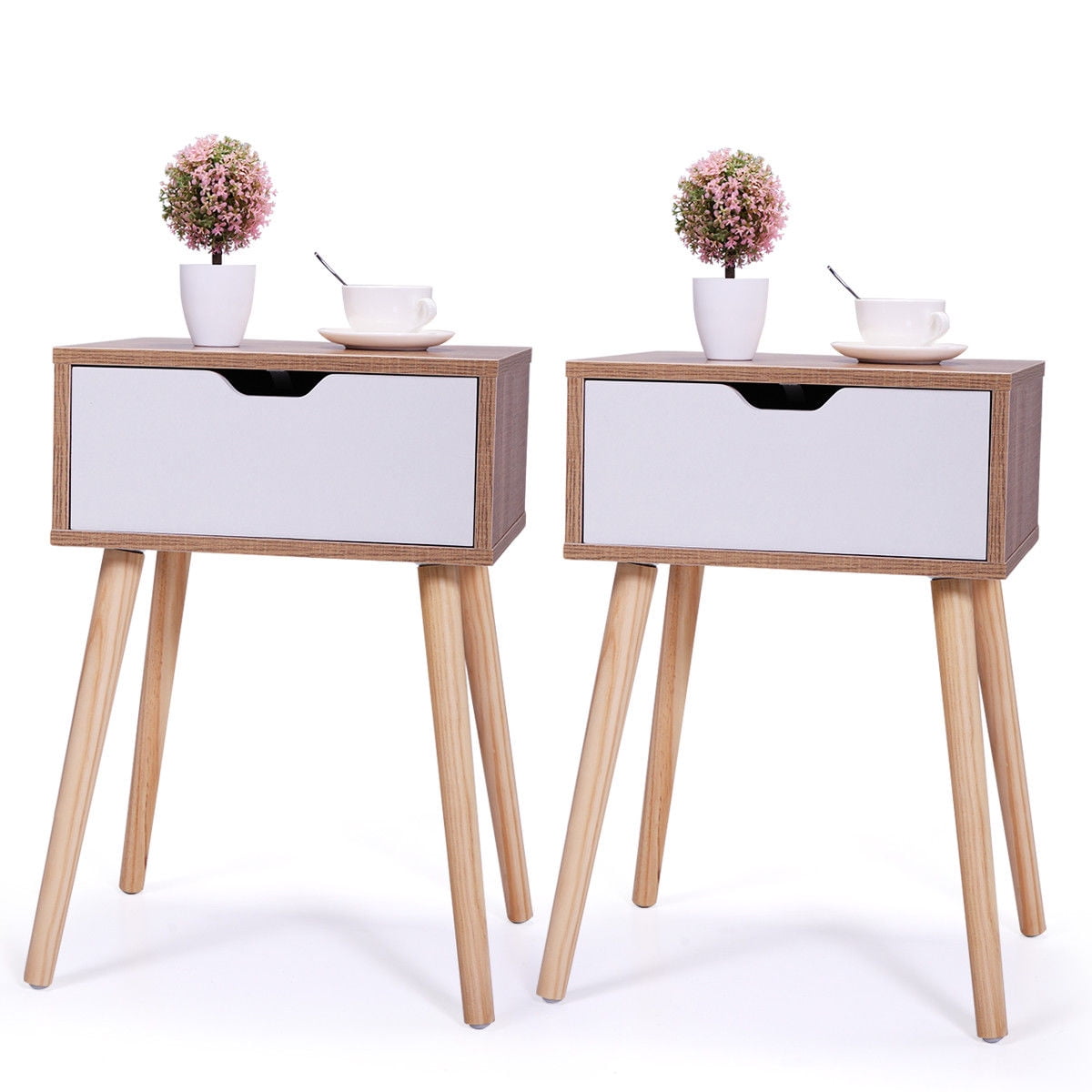 Veryke Night Stand Set of 2, Bedside Table, Side Table with Drawer ...
